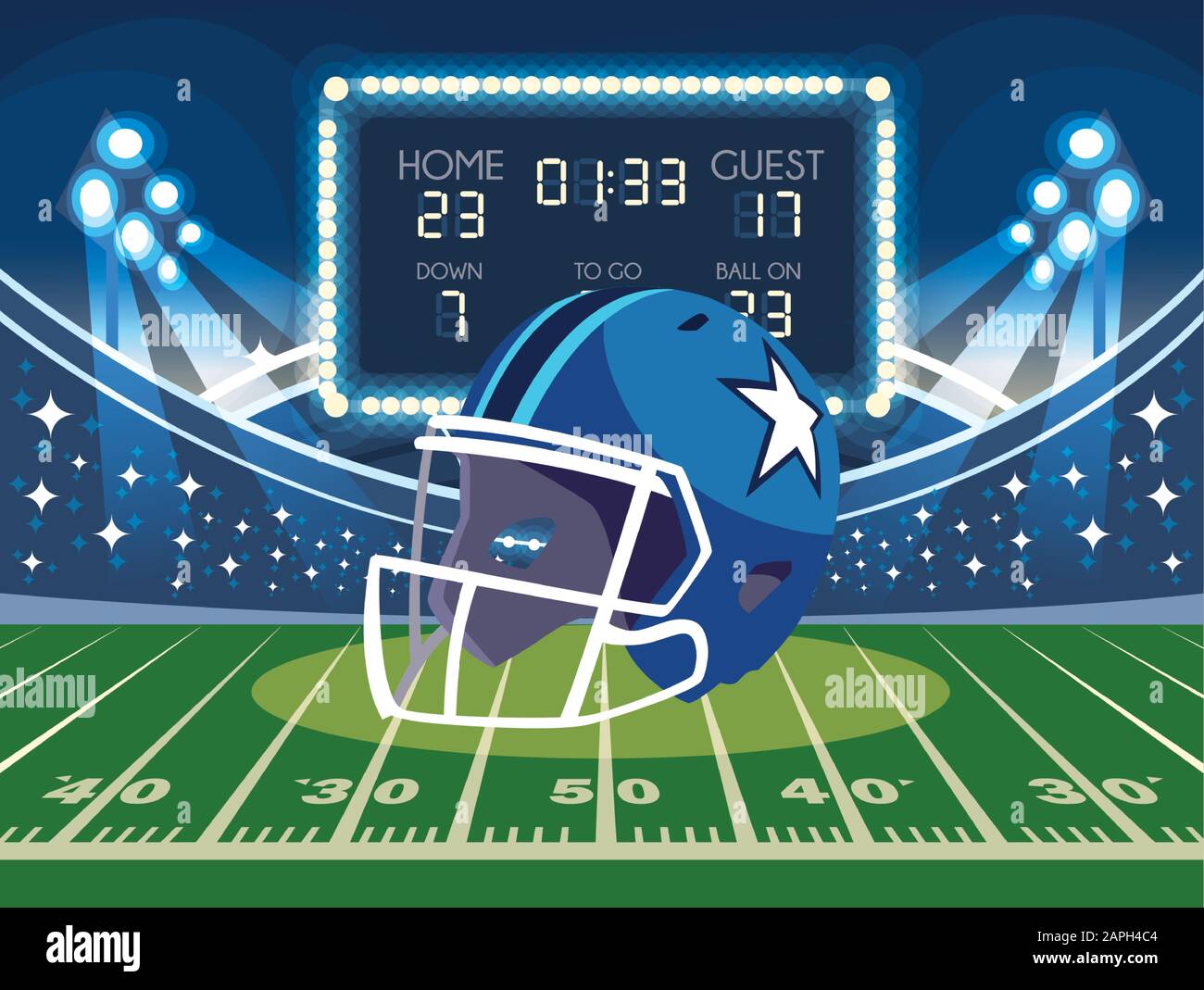 Helmet in front of granstand design, Super bowl american football sport ...