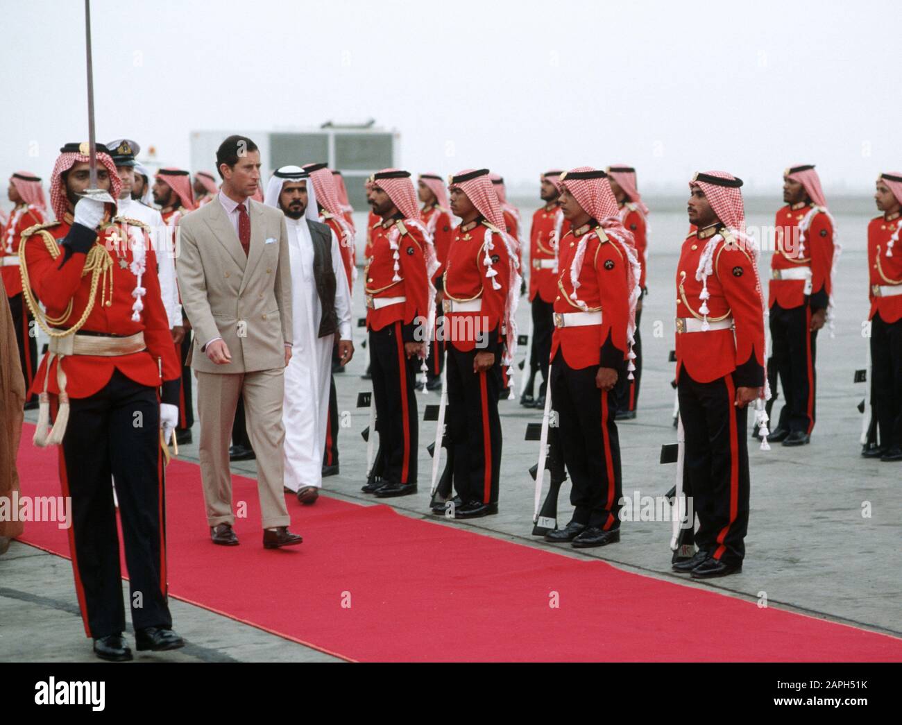 HRH Prince Charles arrives in Dubai. March 1989 Stock Photo - Alamy