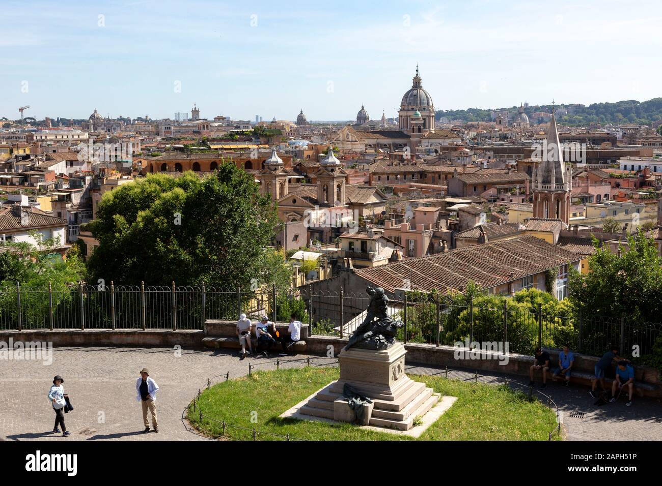 View over Rome from the Pincio showing the rooftops and church domes of ...