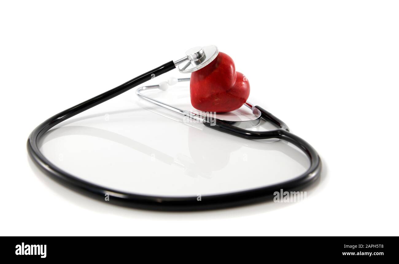 Heart and stethoscope isolated on white background concept for ...