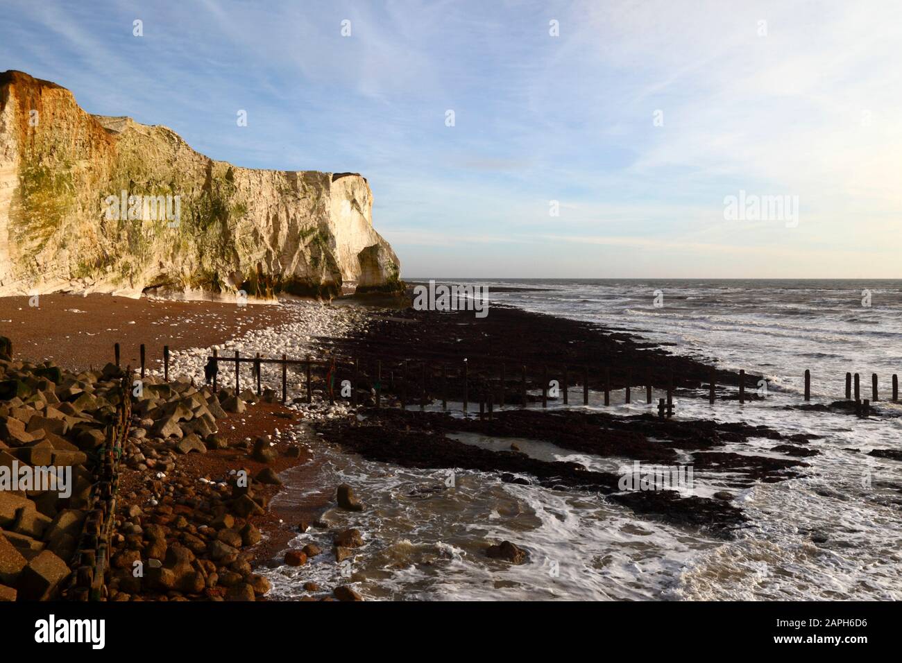 View along chalk cliffs to Seaford Head, Seaford, East Sussex, England ...