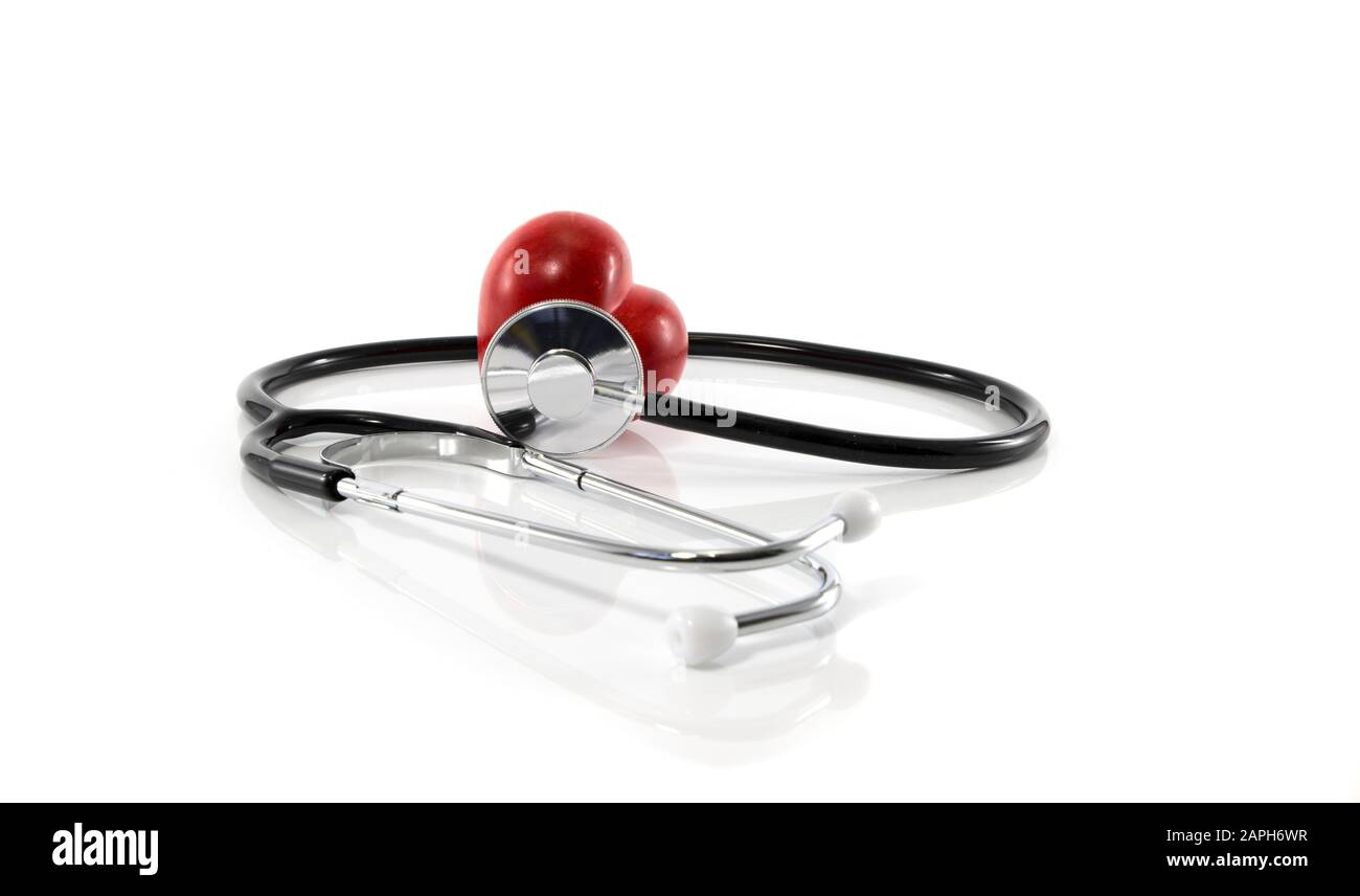 Heart and stethoscope isolated on white background concept for ...