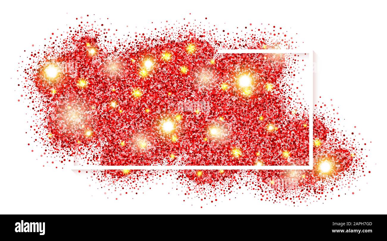 Happy Valentines Day. Red glitter frame background. Vector illustration ...