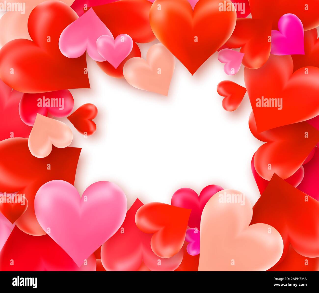 Happy Valentines Day background with colorful hearts frame. Vector ...