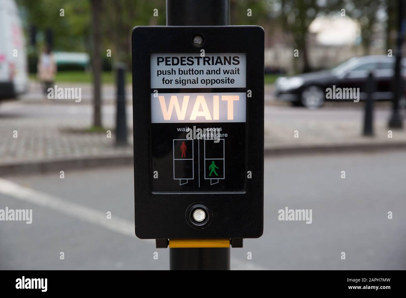 Close up of a pedestrian crossing button Stock Photo - Alamy
