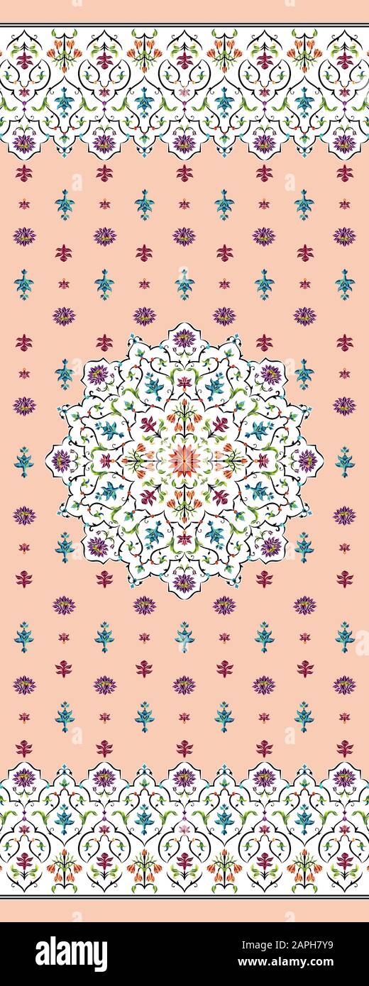 A very beautiful floral design with border. Islamic border for textile ...