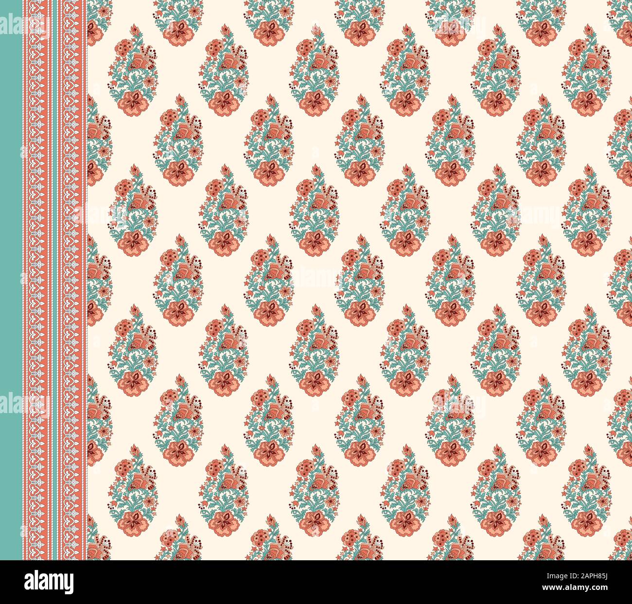 A repeat design with border for textile print Stock Photo - Alamy