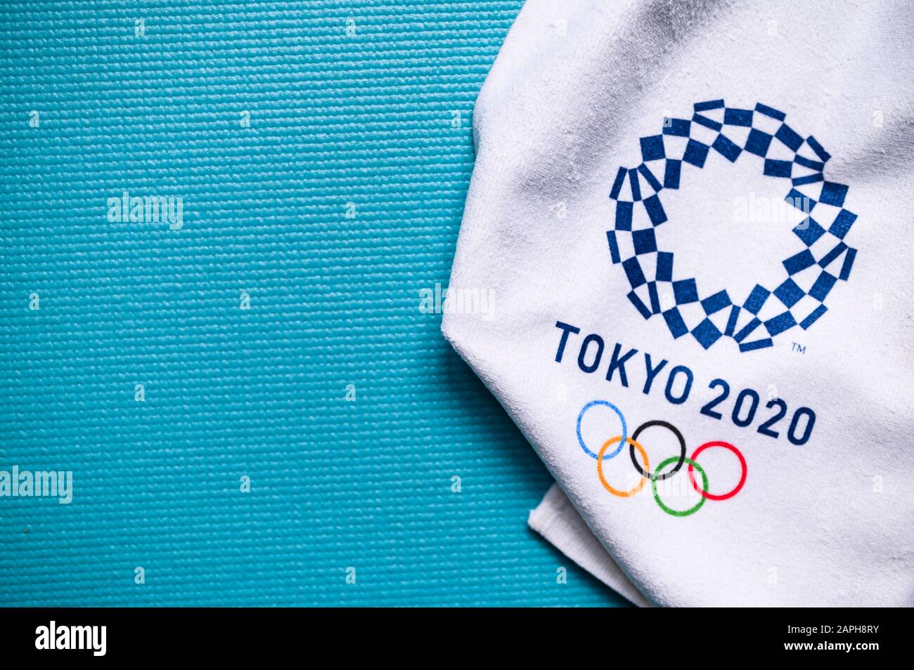 TOKYO, JAPAN, JANUARY. 20. 2020: Tokyo 2020 background, Blue edit space ...
