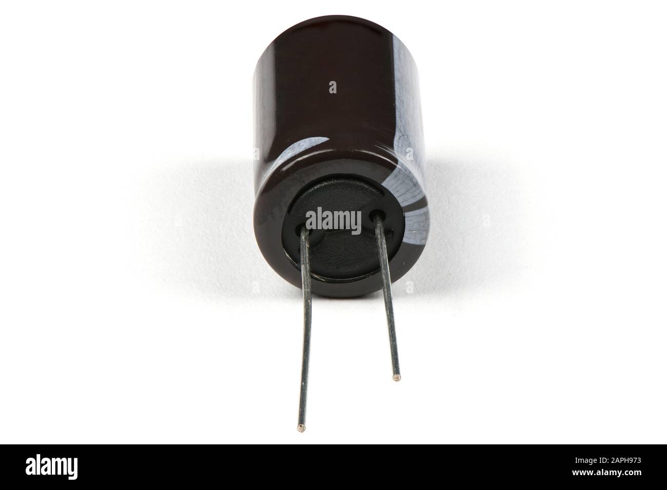 Electrolytic capacitor isolated on white background. High resolution ...