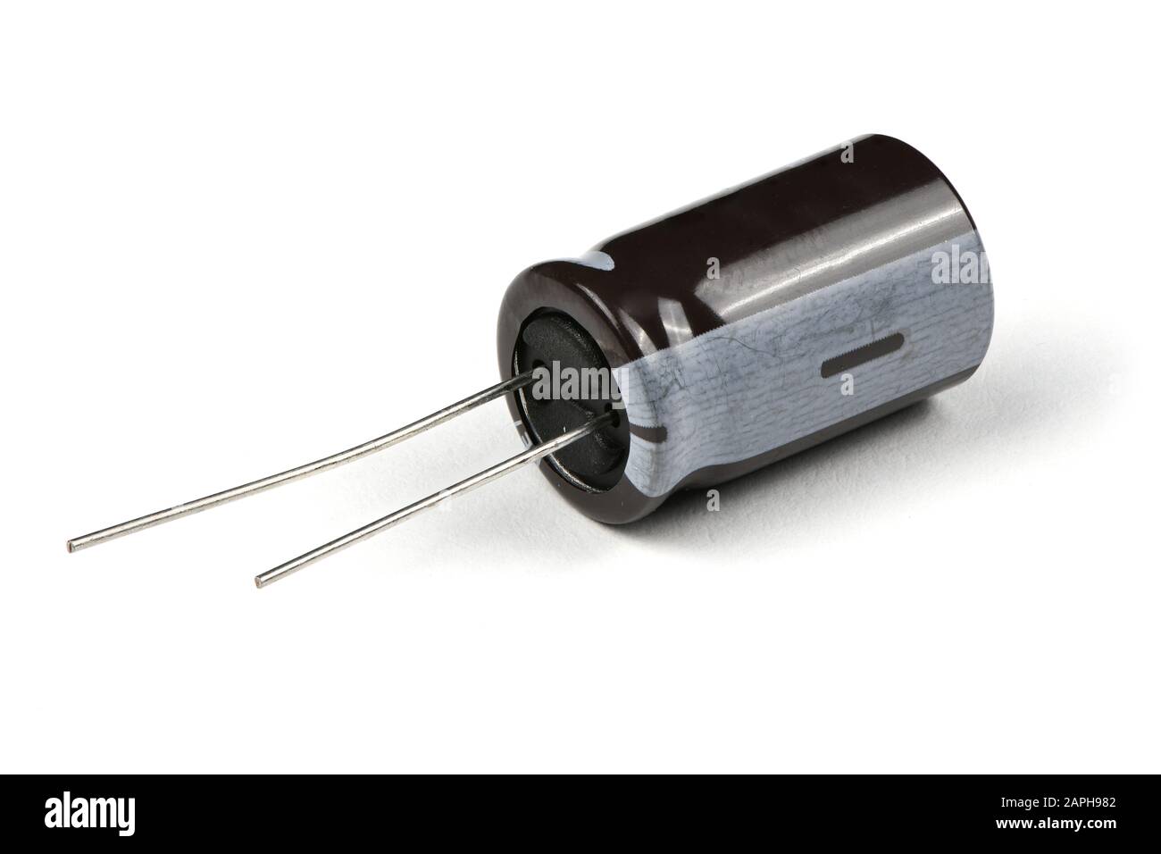 Electrolytic capacitor isolated on white background. High resolution photo. Full depth of field ...