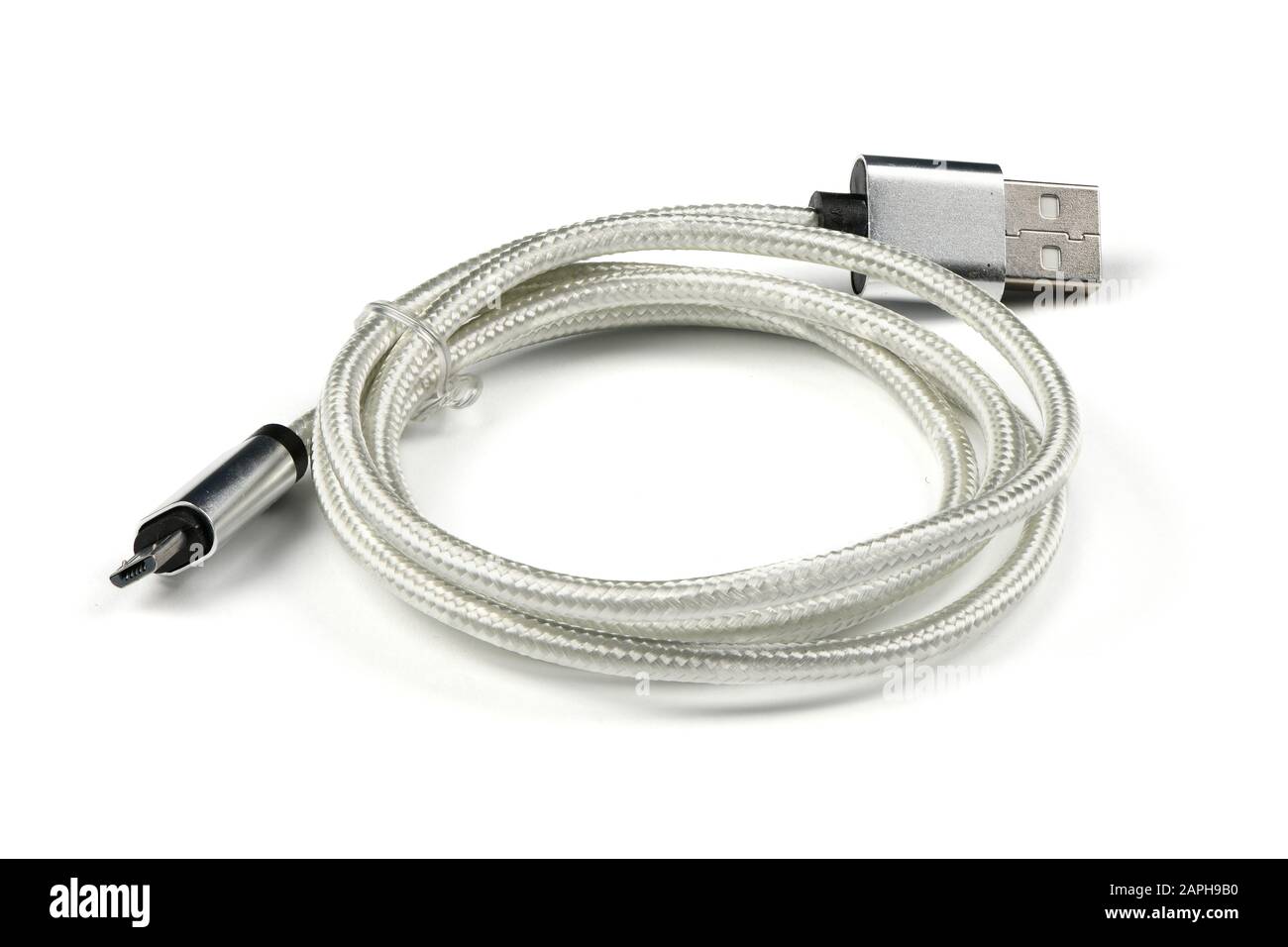 Closeup USB cable isolated on white. High resolution photo. Full depth ...