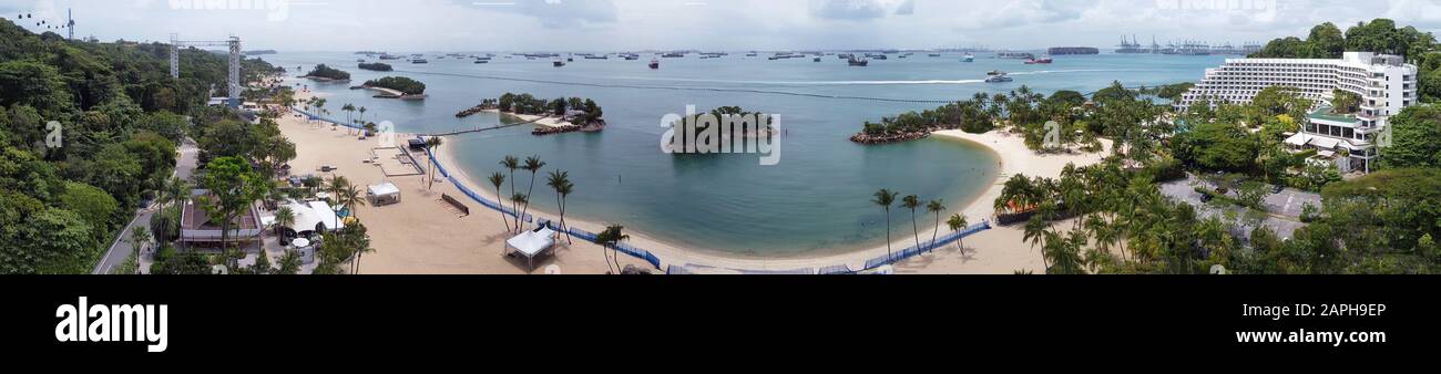 Siloso Beach panoramic aerial view, Sentosa, Singapore Stock Photo - Alamy