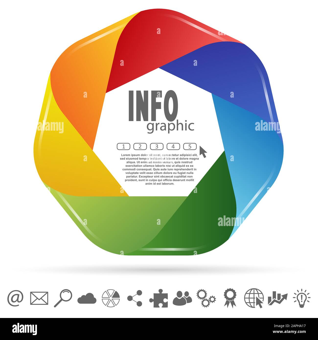 business info graphic colored with seven options and some web icons ...