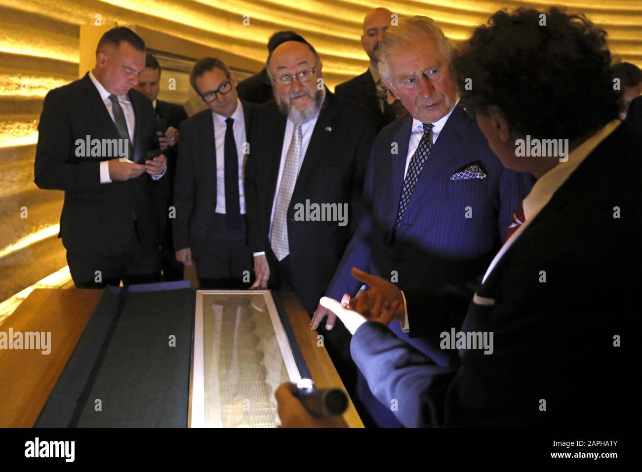 Jerusalem, Israel. 23rd Jan, 2020. Britain's Prince Charles alongside British Chief Rabbi ...