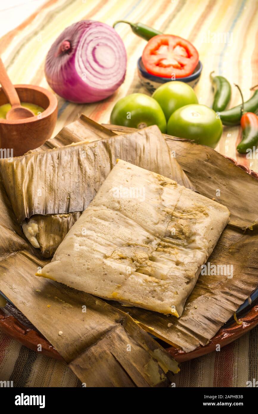 Tamales Oaxaqueños, Mexican dish made with corn dough, chicken or pork ...