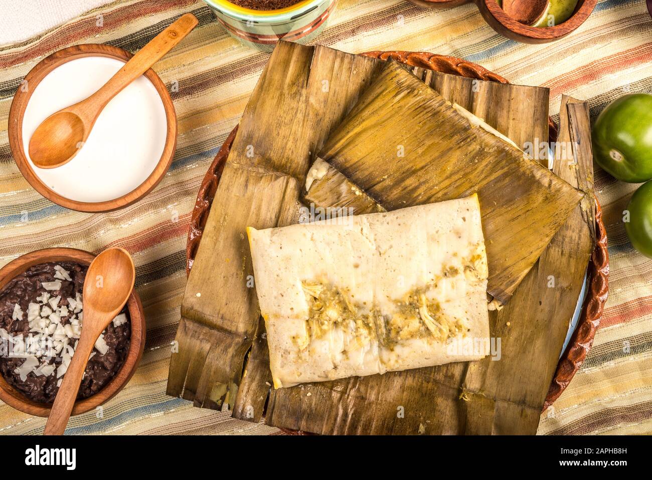 Tamales Oaxaqueños, Mexican dish made with corn dough, chicken or pork ...
