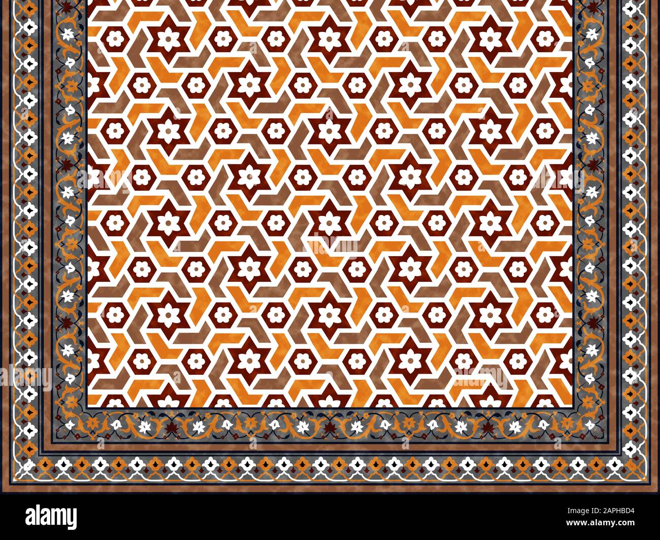 An Islamic pattern design for digital print, Delicate yellow, orange ...