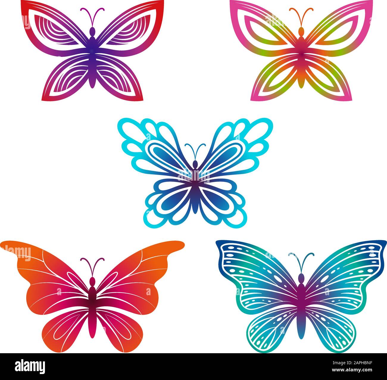Butterflies Colorful Pictograms Stock Vector Image & Art - Alamy