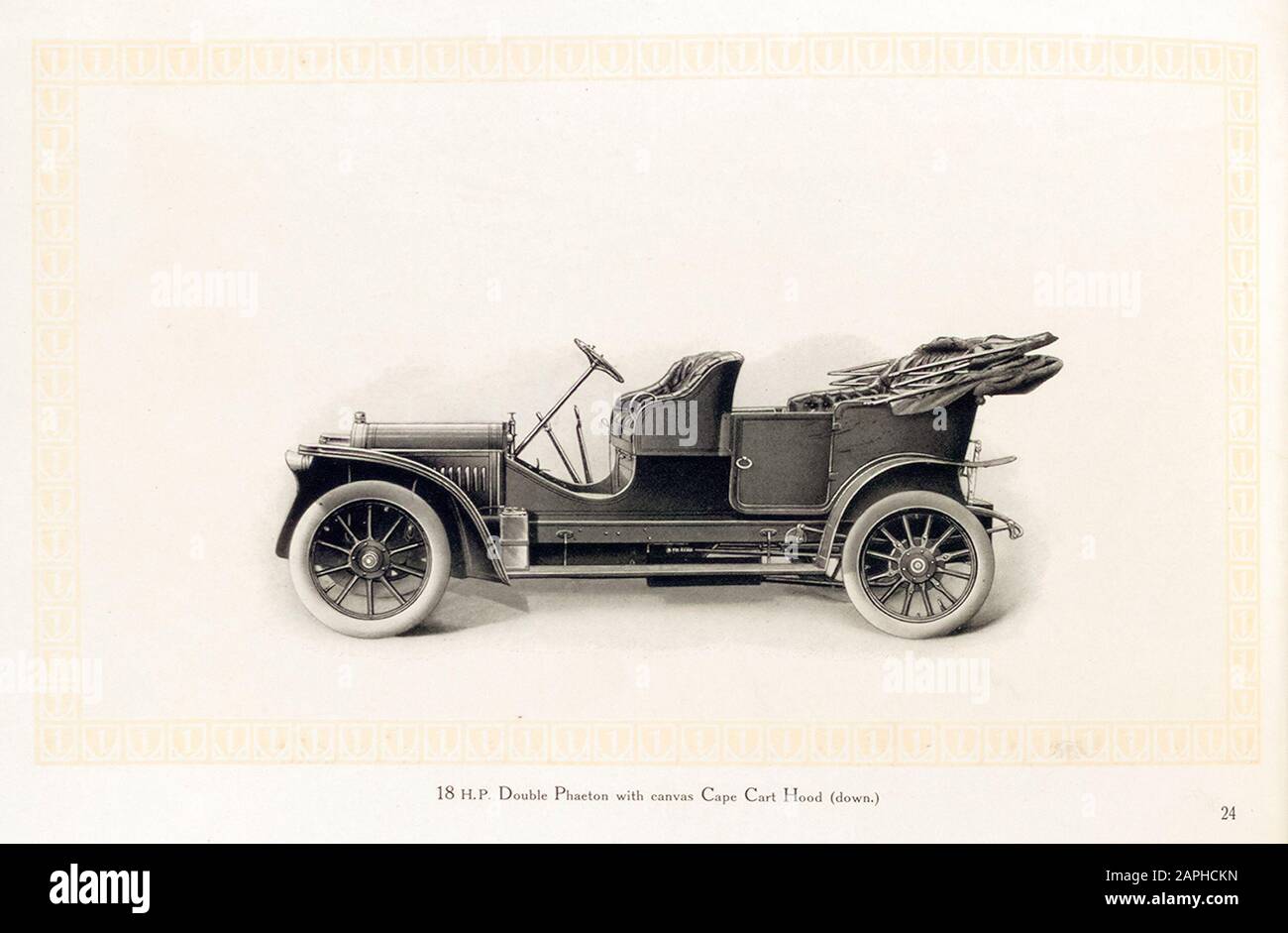 Benz motor car, 18 hp double Phaeton Vintage car with canvas cape cart ...