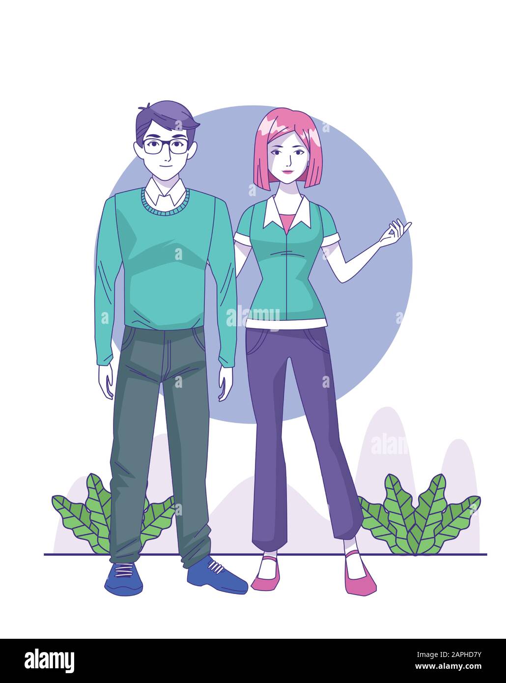 cartoon happy boy and girl wearing casual clothes Stock Vector Image ...