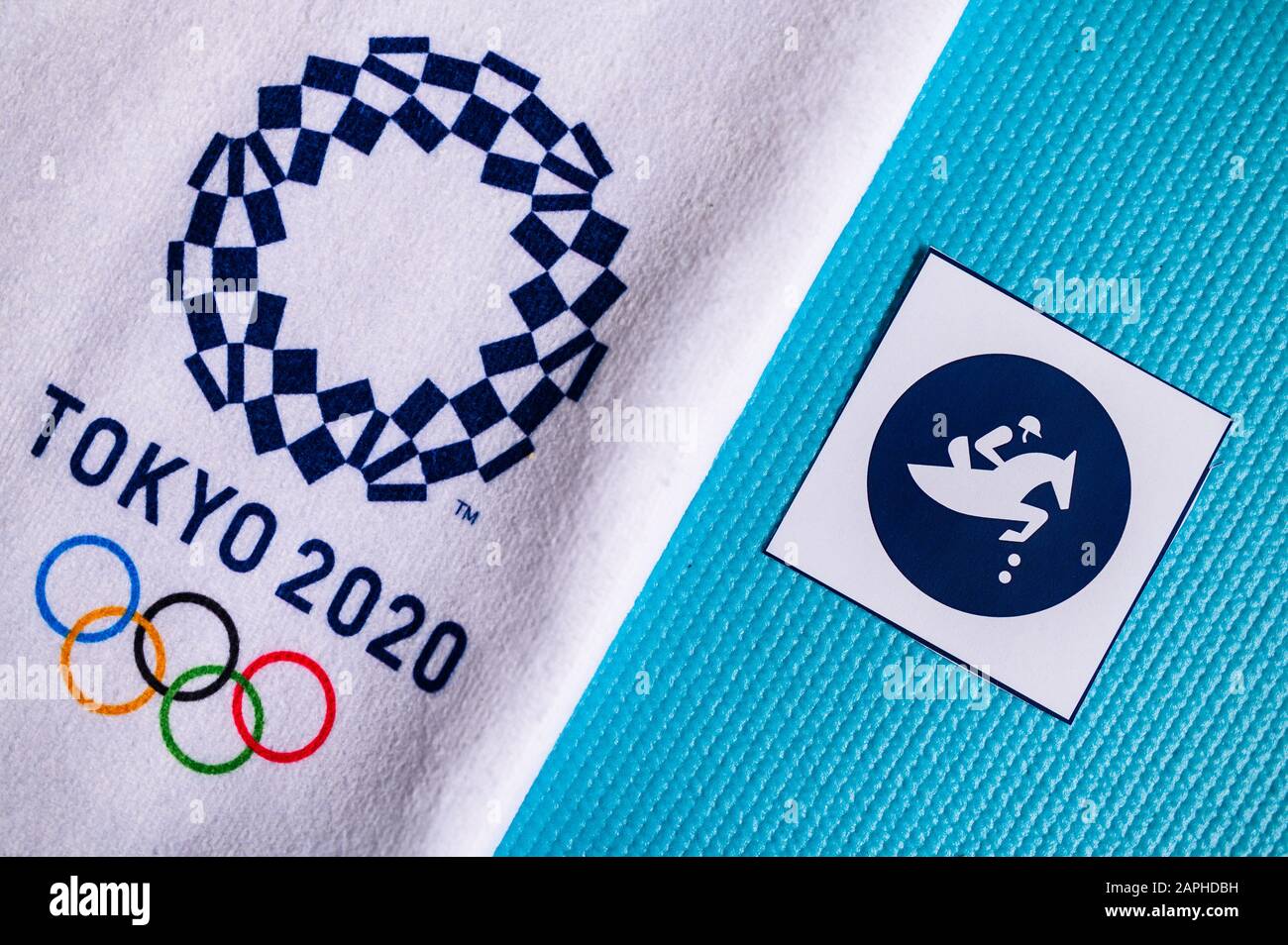 TOKYO, JAPAN, JANUARY. 20. 2020: Equestrian Jumping pictogram for ...