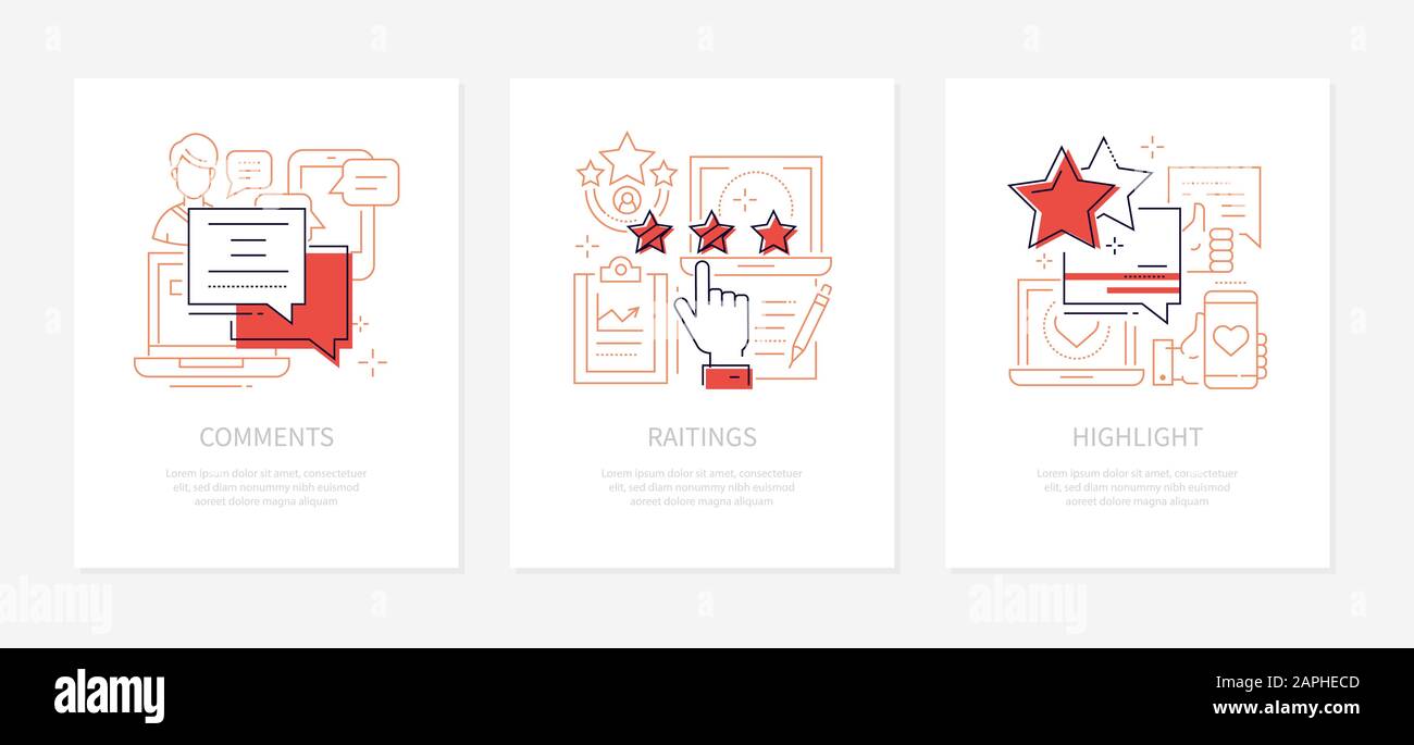 SMM strategy - vector line design style banners set Stock Vector Image ...