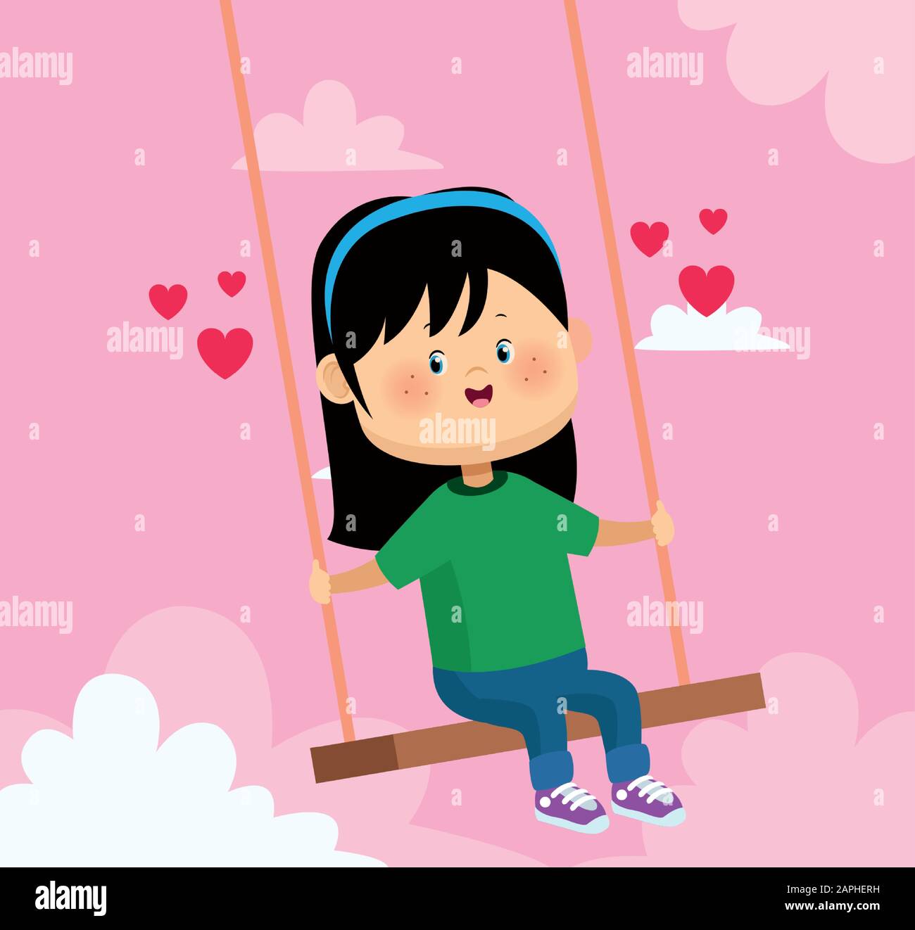 happy girl on a swing, colorful design Stock Vector Image & Art - Alamy