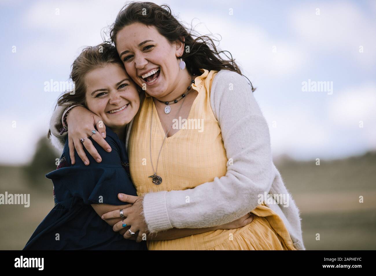 Two Girls Hugging Stock Photo - Alamy
