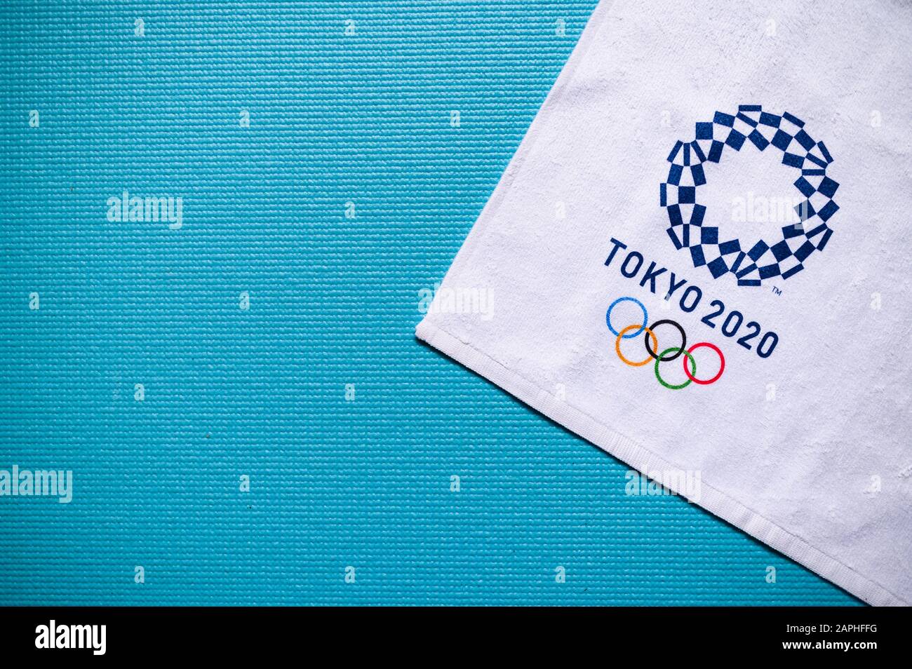 TOKYO, JAPAN, JANUARY. 20. 2020: Olympic Game 2020 Template, Blue edit ...