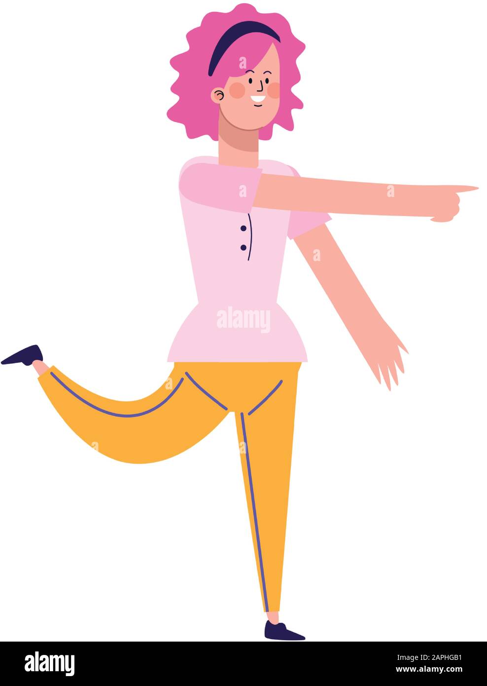 Happy attractive woman pointing Stock Vector Images - Alamy