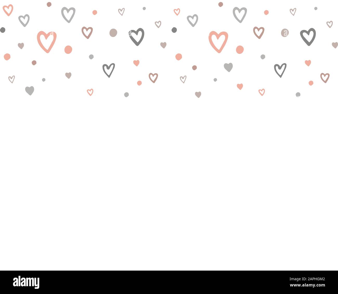 Doodle Hearts Horizontal Seamless Pattern Border. Vector illustration ...