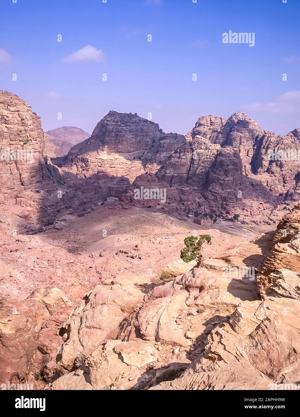 Jordan. Rugged mountain landscape overlook at the World famous UNESCO ...