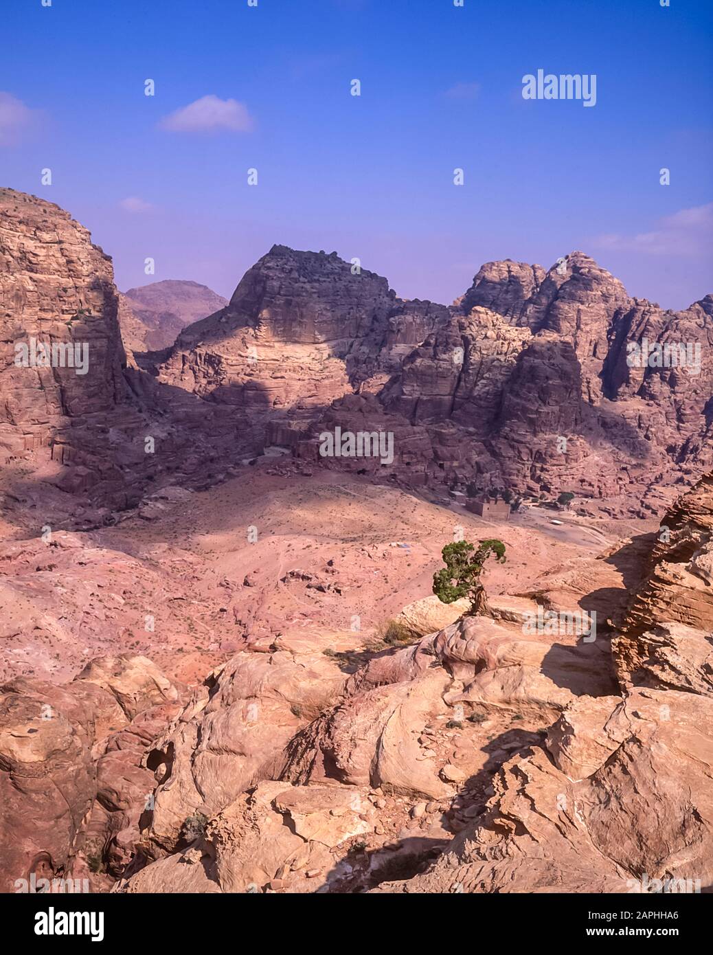 Jordan. Rugged mountain landscape overlook at the World famous UNESCO ...