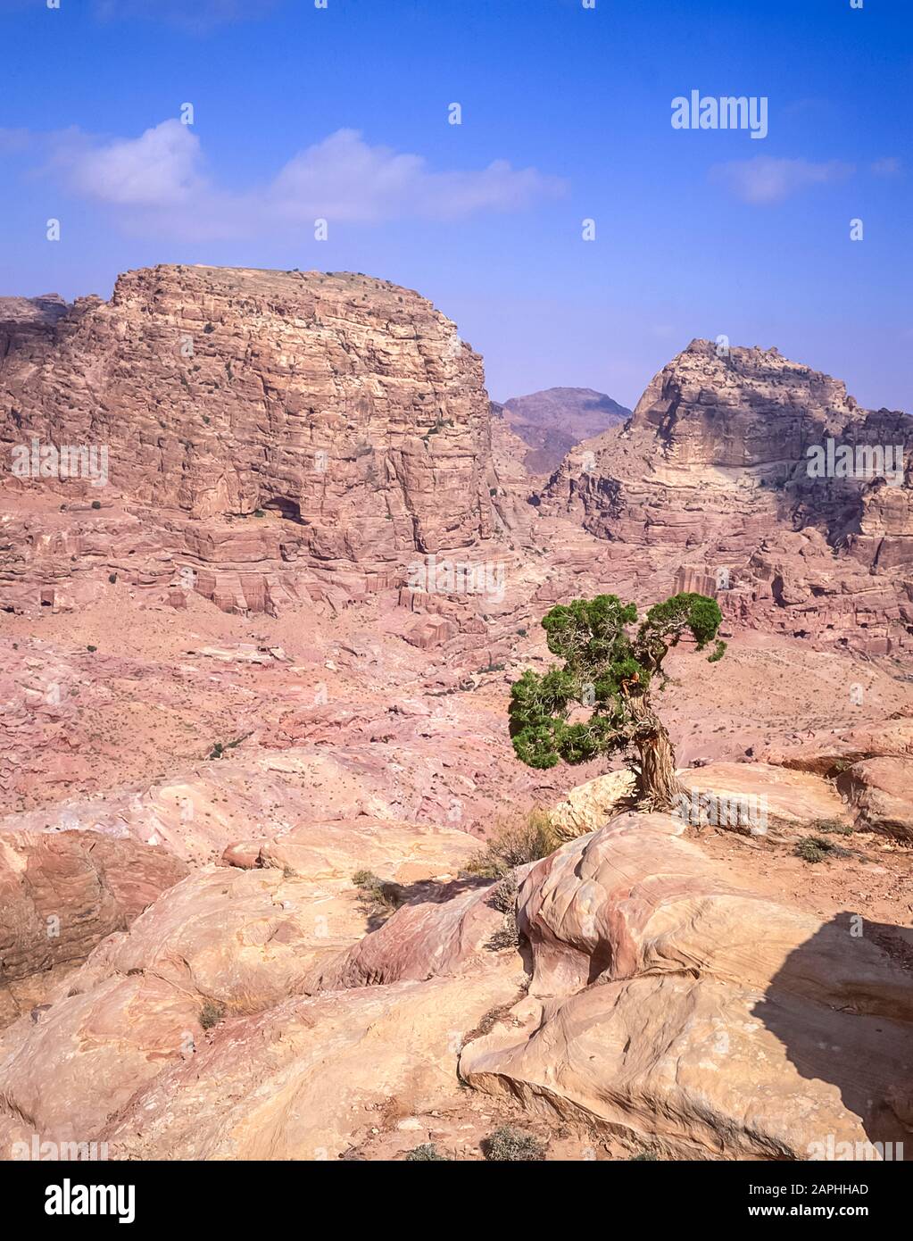 Jordan. Rugged mountain landscape overlook at the World famous UNESCO ...