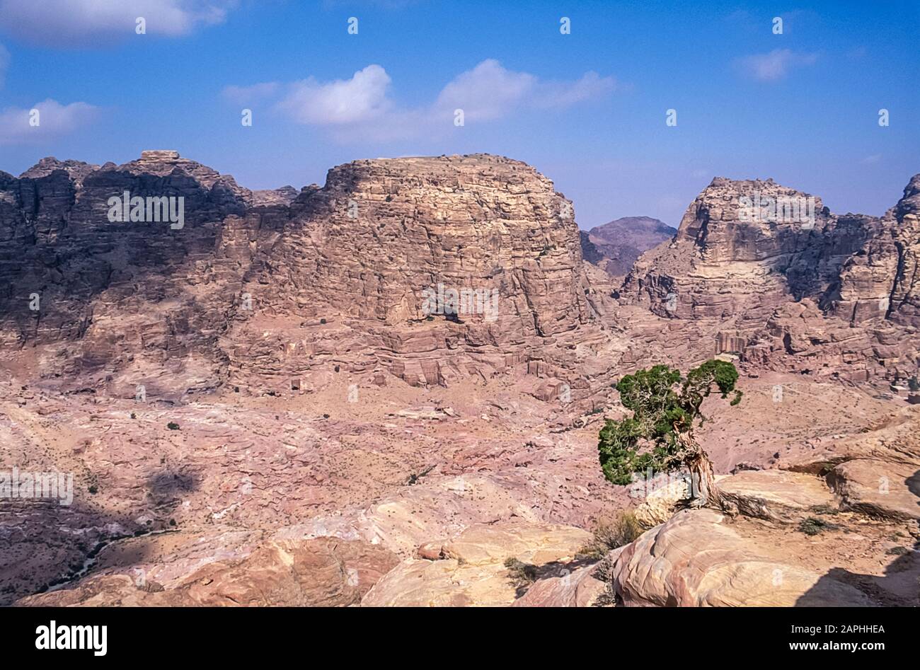 Jordan. Rugged mountain landscape overlook at the World famous UNESCO ...