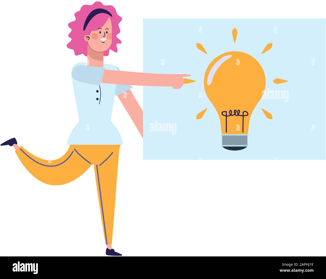 cartoon woman with board with bulb light icon Stock Vector Image & Art ...