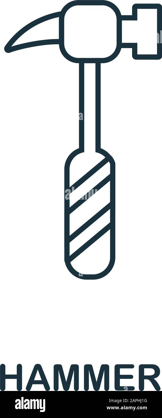 Hammer line icon. Thin style element from construction tools icons ...