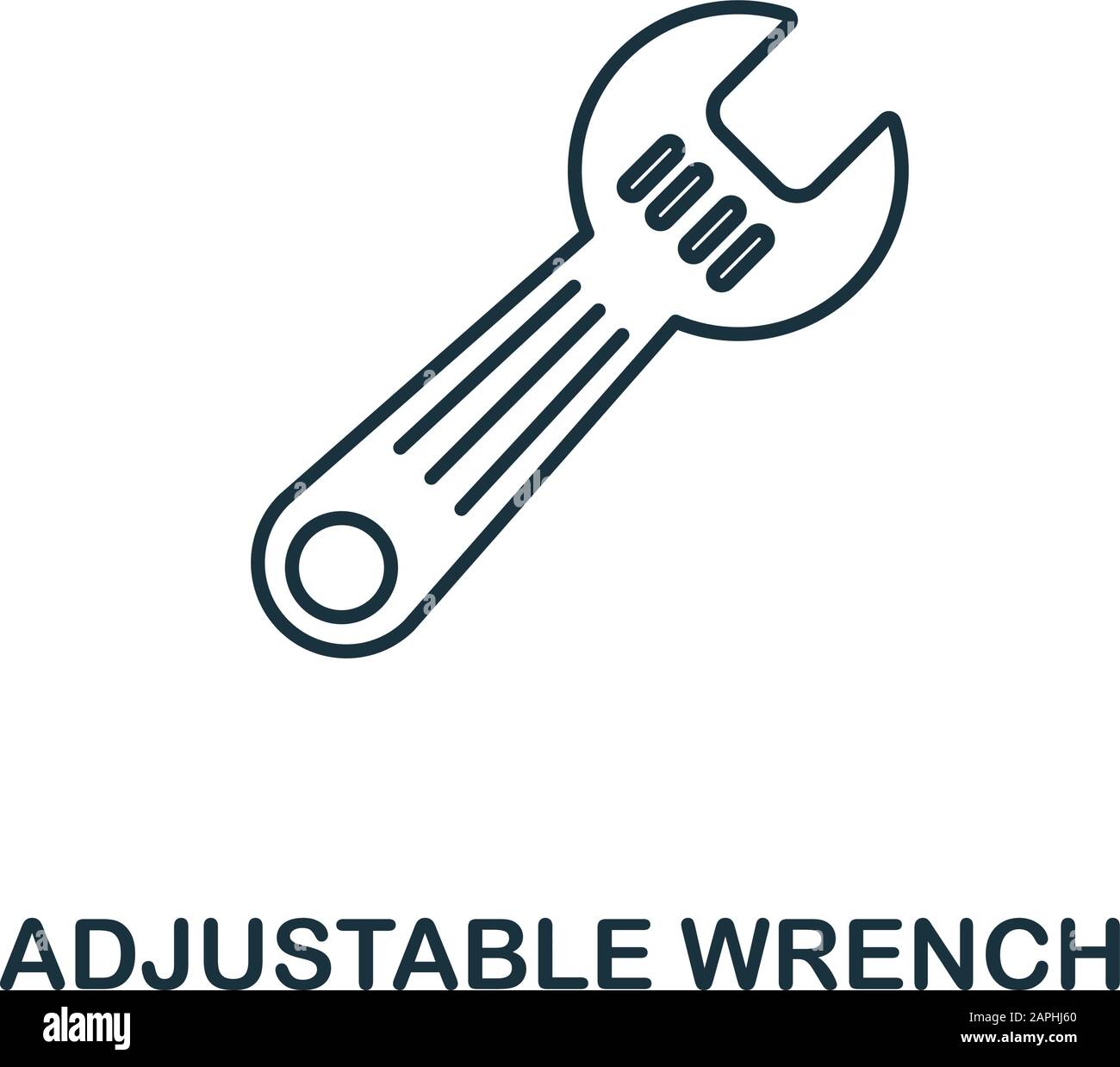 Adjustable Wrench line icon. Thin style element from construction tools ...