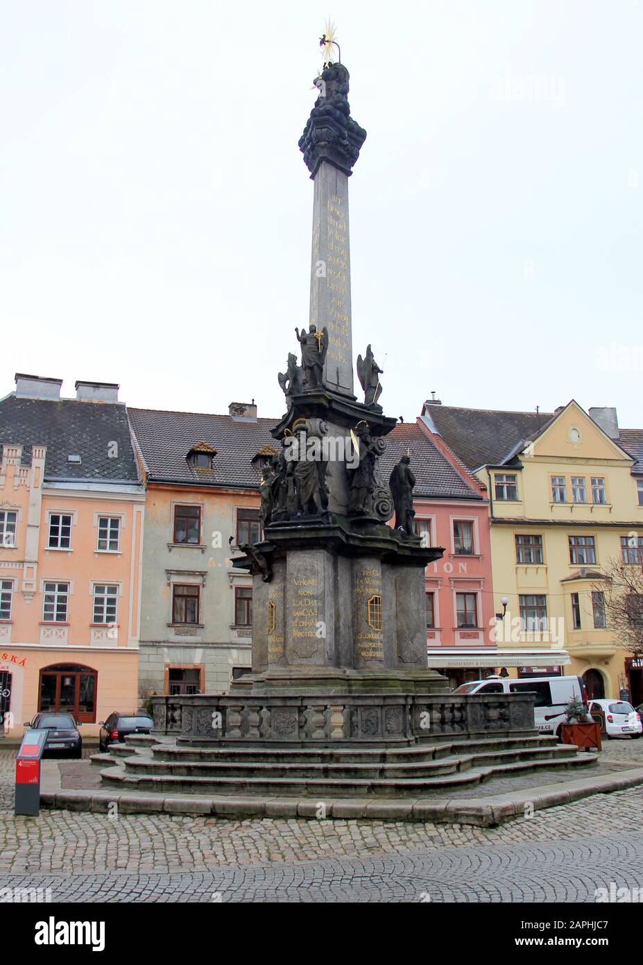 Holy Trinity Column at the Market Square, Loket, Czech Republic Stock ...
