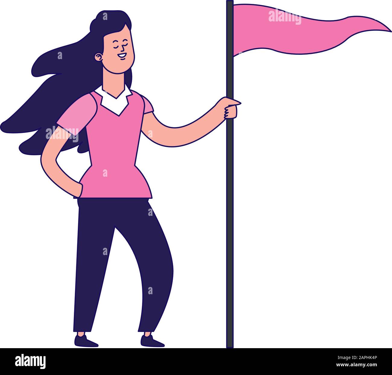Cartoon woman pink flag hi-res stock photography and images - Alamy