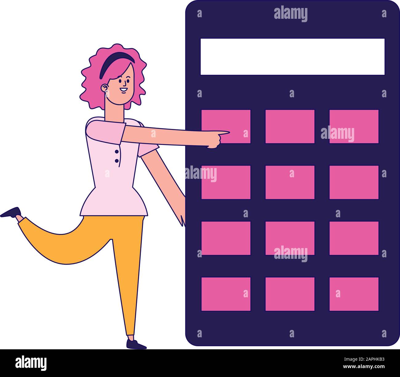 cartoon woman and calculator, colorful design Stock Vector Image & Art ...