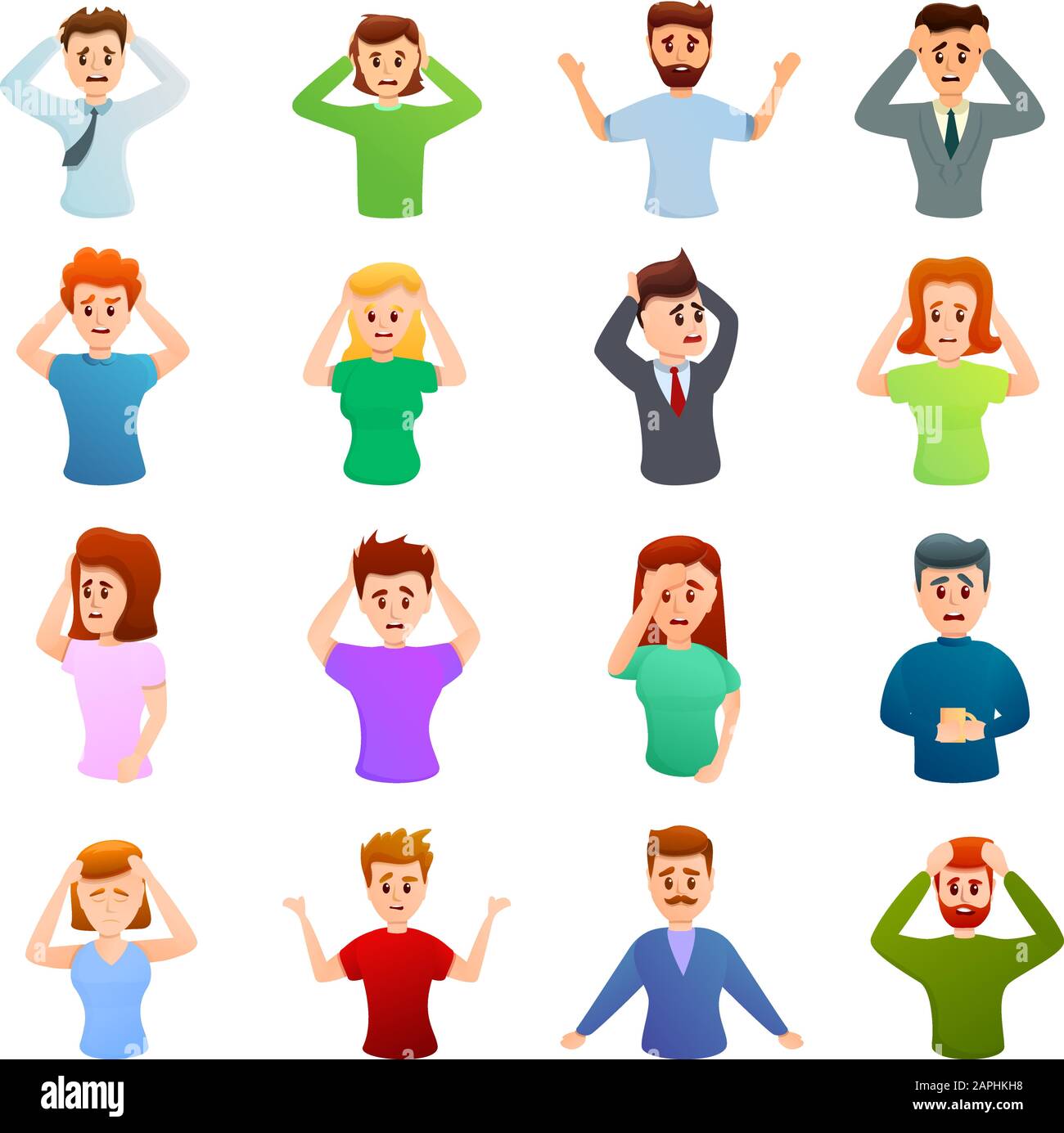 Stress icons set. Cartoon set of stress vector icons for web design ...