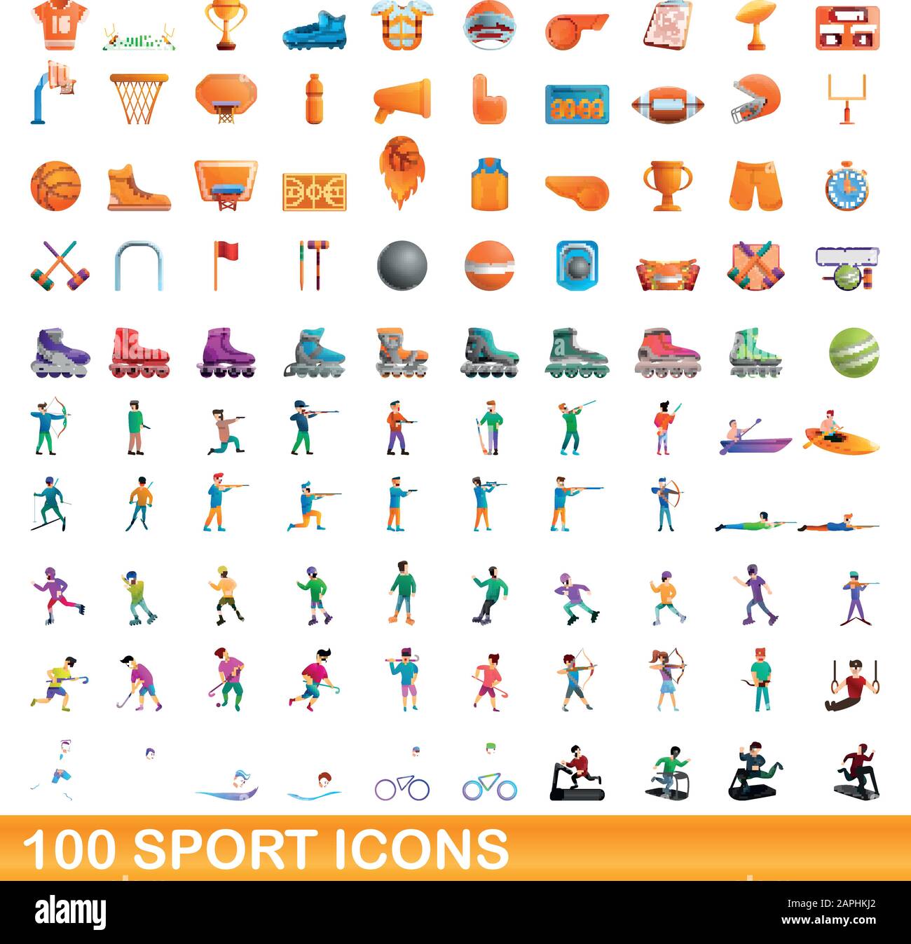 100 sport icons set. Cartoon illustration of 100 sport icons vector set ...