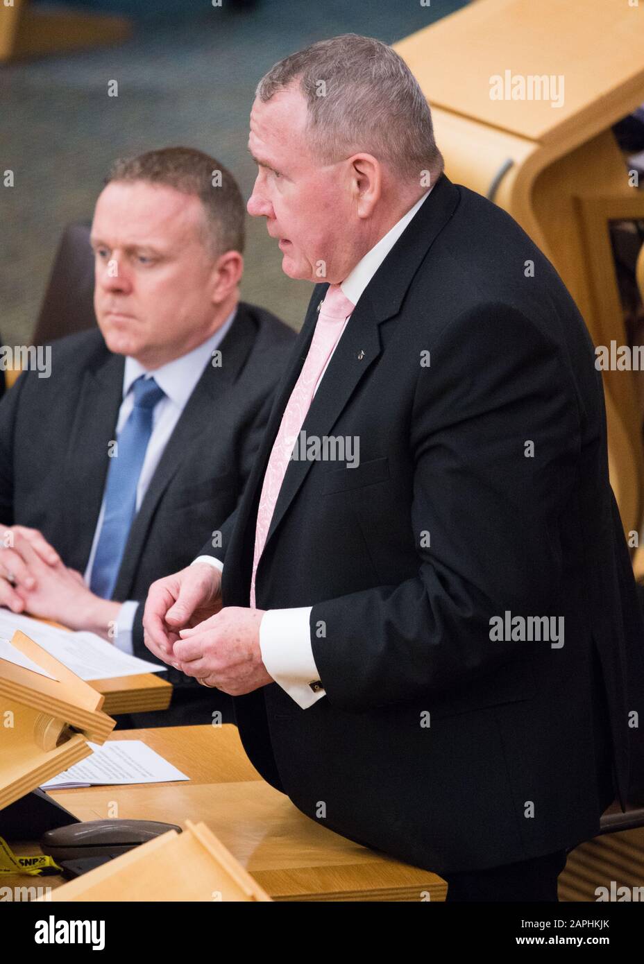 Edinburgh, UK. 23rd Jan, 2020. Pictured: (right) Richard Lyle MSP for ...