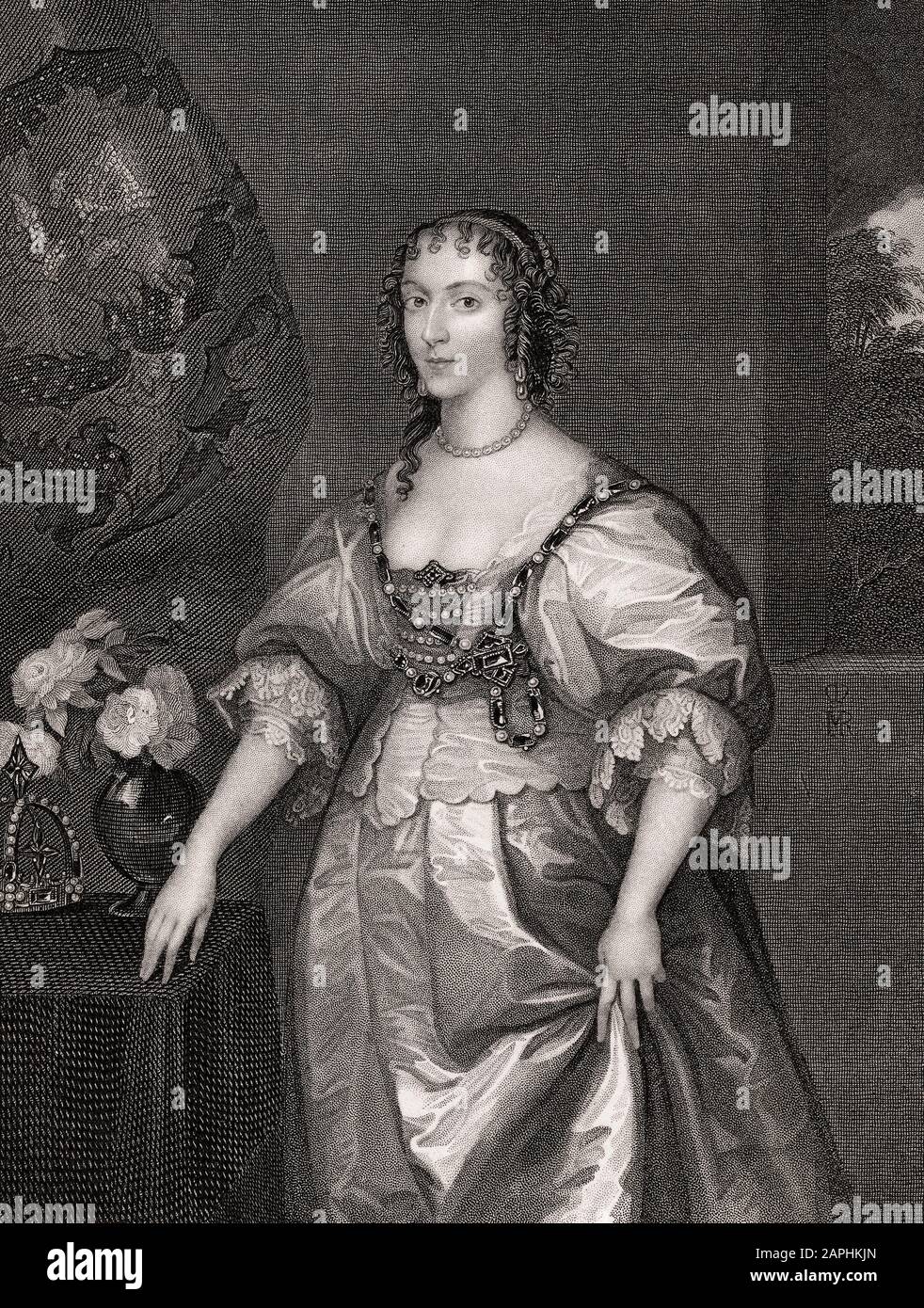 Henrietta or Henriette Maria of France, 1609-1669, queen consort of ...