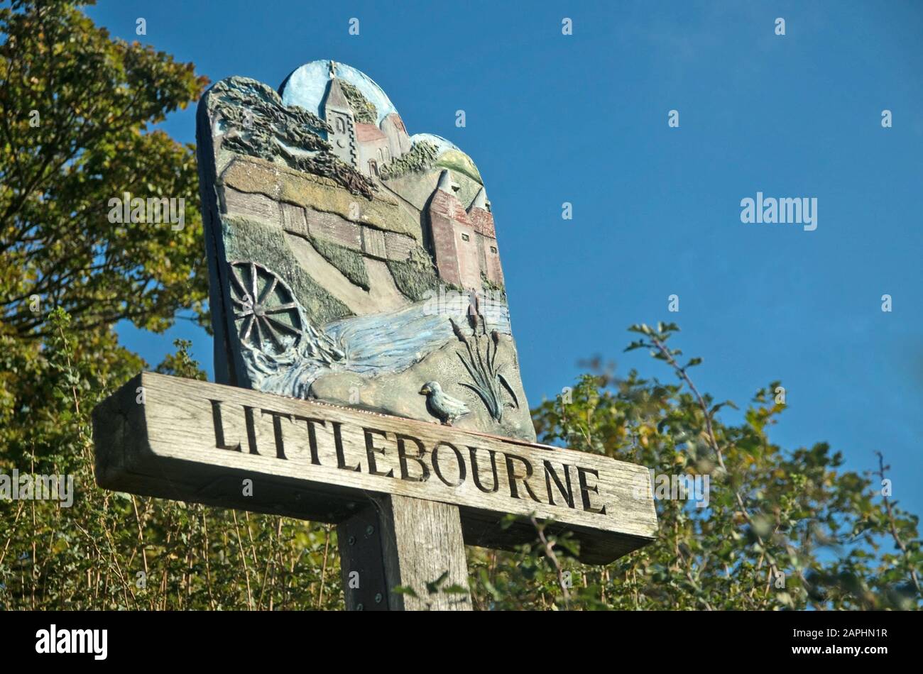 Littlebourne Village Sign Kent Stock Photo - Alamy