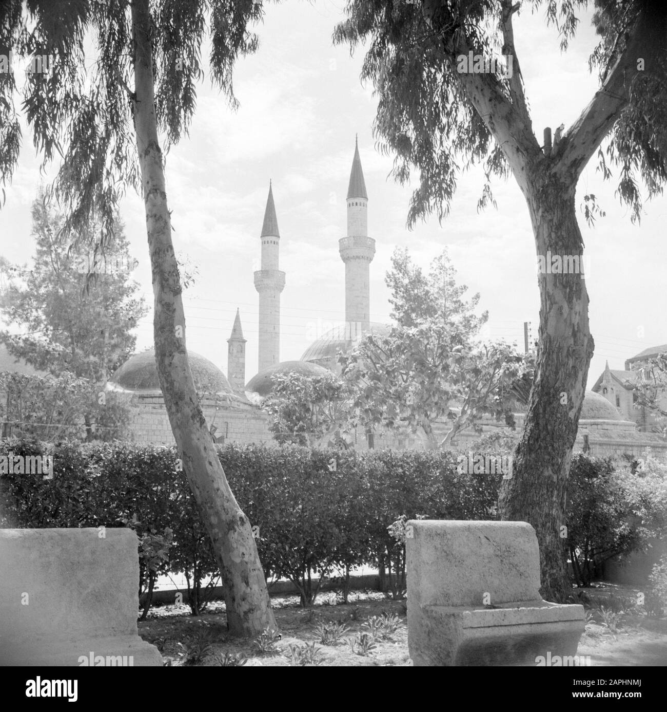 Middle East 1950-1955: Syria - Damascus Description: The minarets of ...