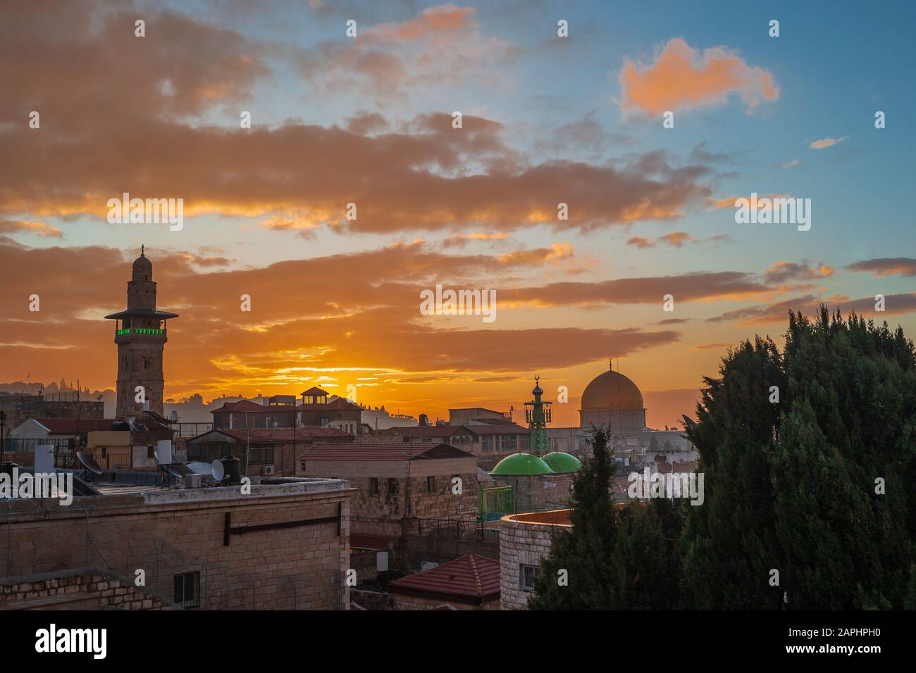 Sunrise behind the Dome of the Rock - Jerusalem, Israel Stock Photo - Alamy
