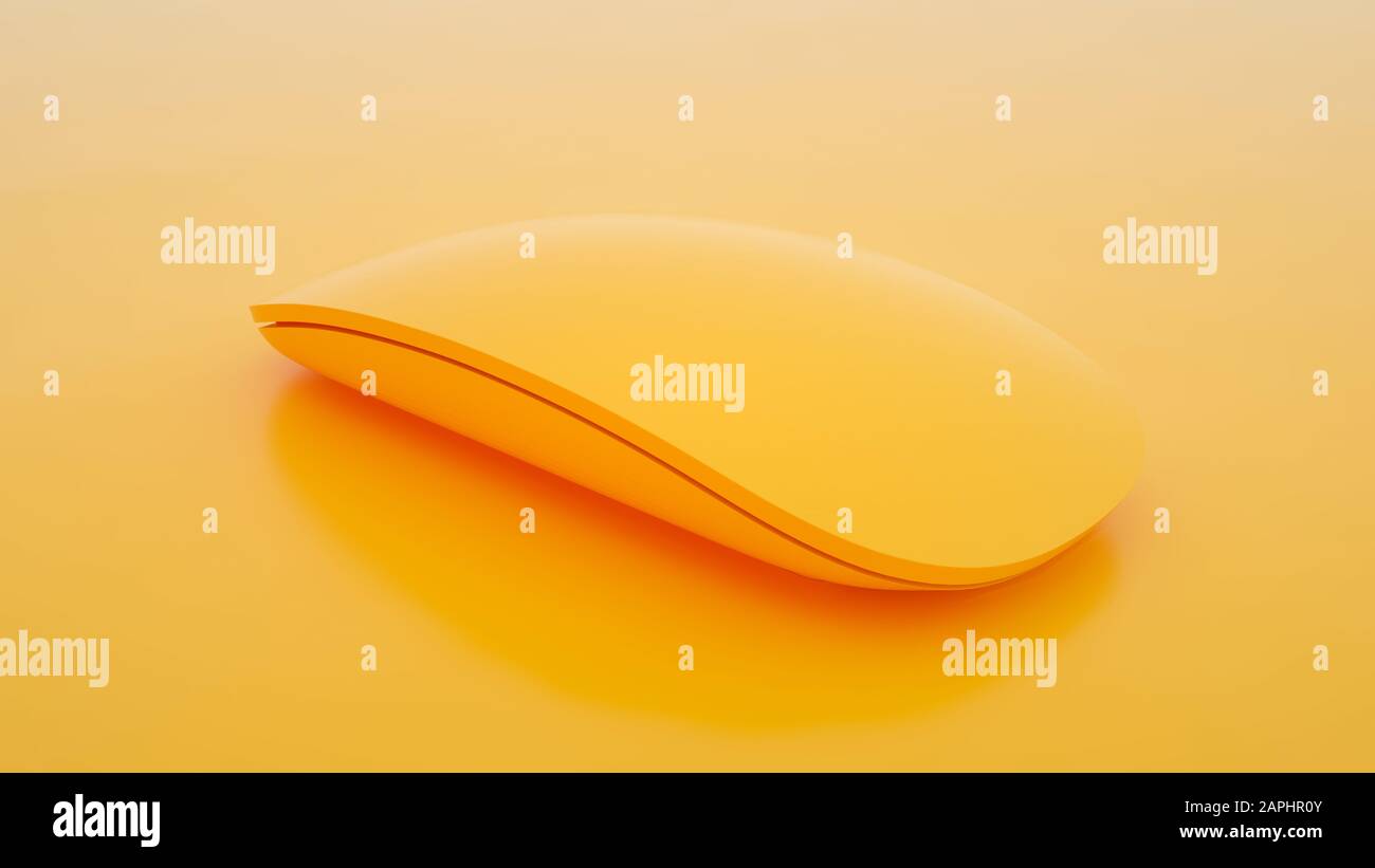 Computer mouse isolated on yellow color background. 3d illustration ...