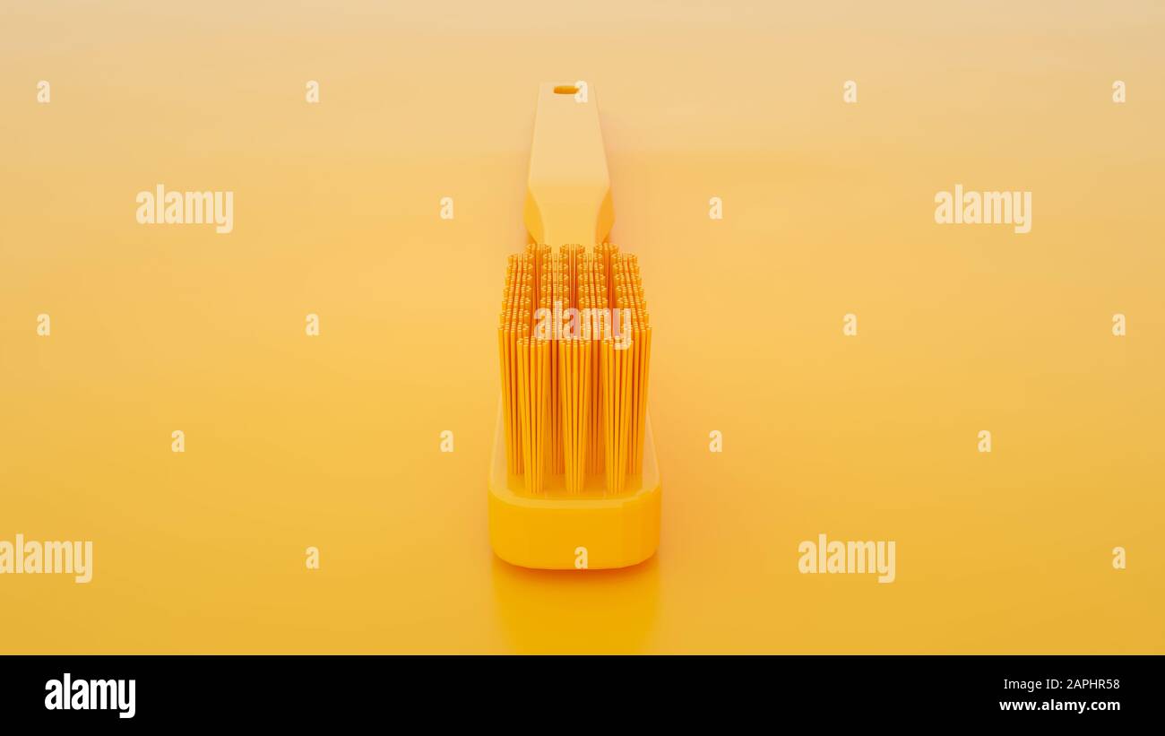 Yellow Toothbrush isolated on yellow background. Minimalism concept. 3d ...